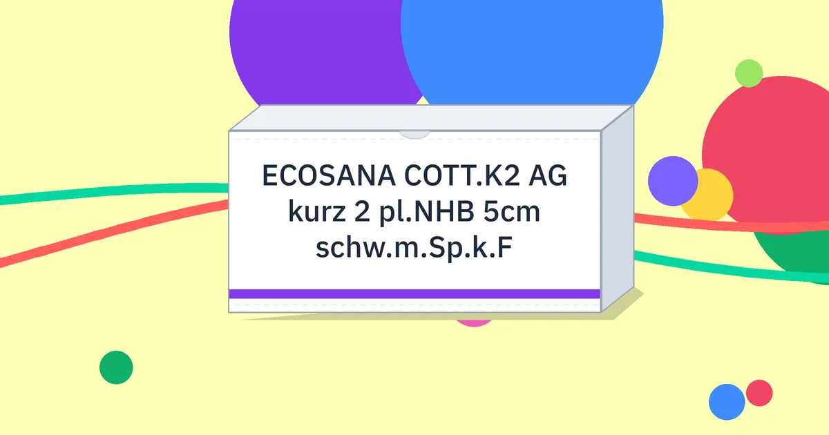 Symbolbild: Packung mit der Aufschrift ECOSANA COTT.K2 AG kurz 2 pl.NHB 5cm schw.m.Sp.k.F (PZN 16948965) – Verfügbarkeit und Bezug in Apotheken in Frankfurt am Main