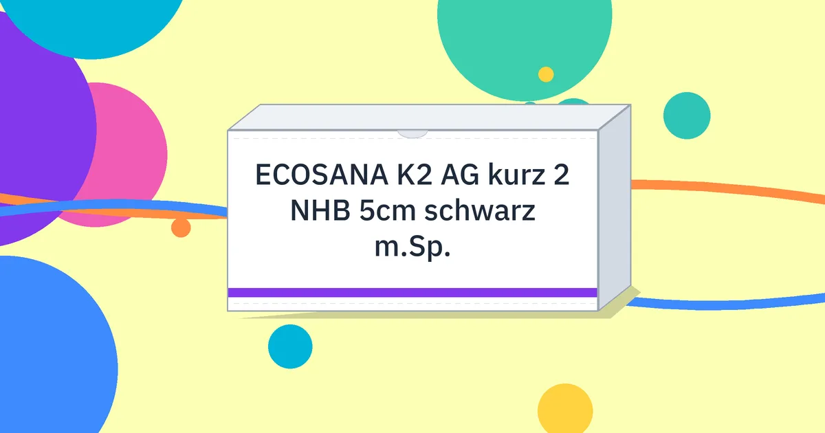 Symbolbild: Packung mit der Aufschrift ECOSANA K2 AG kurz 2 NHB 5cm schwarz m.Sp. (PZN 01387449) – Verfügbarkeit und Bezug in Apotheken in Frankfurt am Main