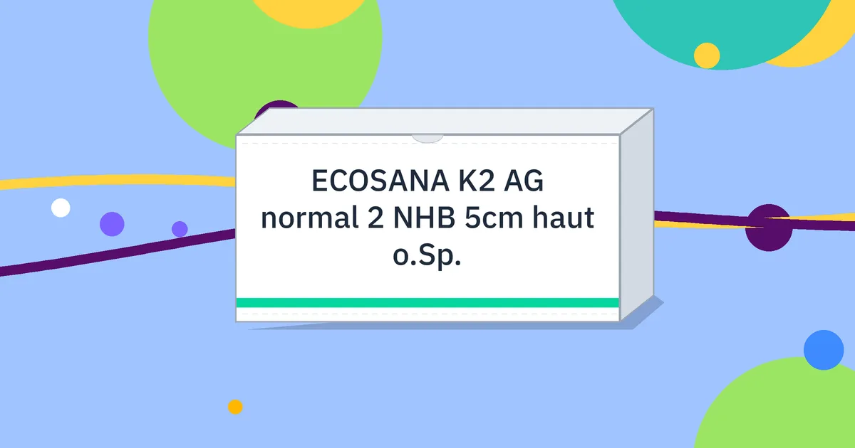 Symbolbild: Packung mit der Aufschrift ECOSANA K2 AG normal 2 NHB 5cm haut o.Sp. (PZN 01394840) – Verfügbarkeit und Bezug in Apotheken in Frankfurt am Main