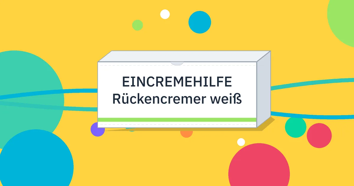 Symbolbild: Packung mit der Aufschrift EINCREMEHILFE Rückencremer weiß (PZN 08445569) – Verfügbarkeit und Bezug in Apotheken in Frankfurt am Main