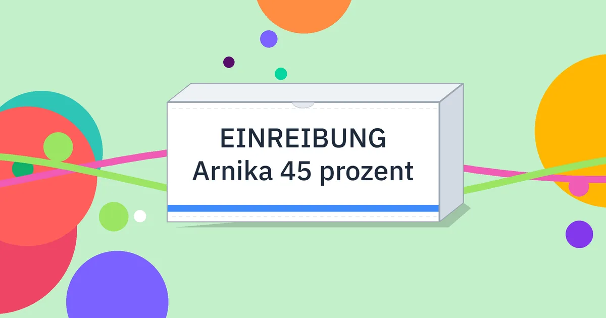 Symbolbild: Packung mit der Aufschrift EINREIBUNG Arnika 45 prozent (PZN 05501669) – Verfügbarkeit und Bezug in Apotheken in Frankfurt am Main