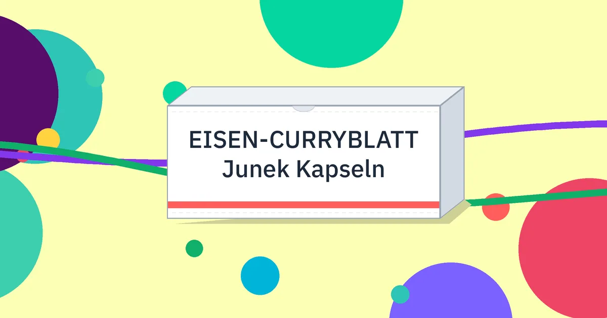 Symbolbild: Packung mit der Aufschrift EISEN-CURRYBLATT Junek Kapseln (PZN 11147048) – Verfügbarkeit und Bezug in Apotheken in Frankfurt am Main