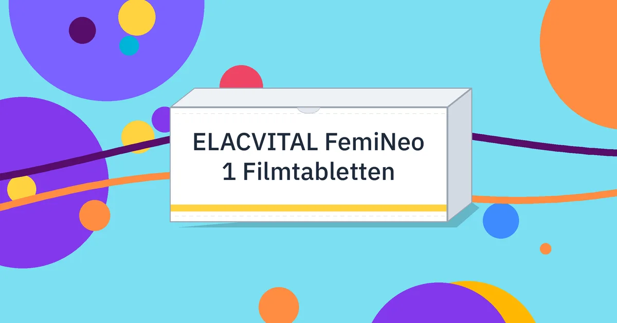 Symbolbild: Packung mit der Aufschrift ELACVITAL FemiNeo 1 Filmtabletten (PZN 20175204) – Verfügbarkeit und Bezug in Apotheken in Frankfurt am Main