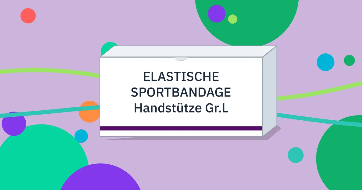 Symbolbild: Packung mit der Aufschrift ELASTISCHE SPORTBANDAGE Handstütze Gr.L (PZN 15249550) – Verfügbarkeit und Bezug in Apotheken in Frankfurt am Main