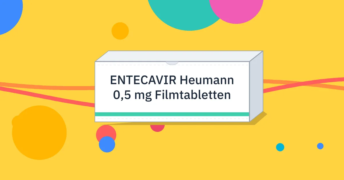Symbolbild: Packung mit der Aufschrift ENTECAVIR Heumann 0,5 mg Filmtabletten (PZN 12475085) – Verfügbarkeit und Bezug in Apotheken in Frankfurt am Main