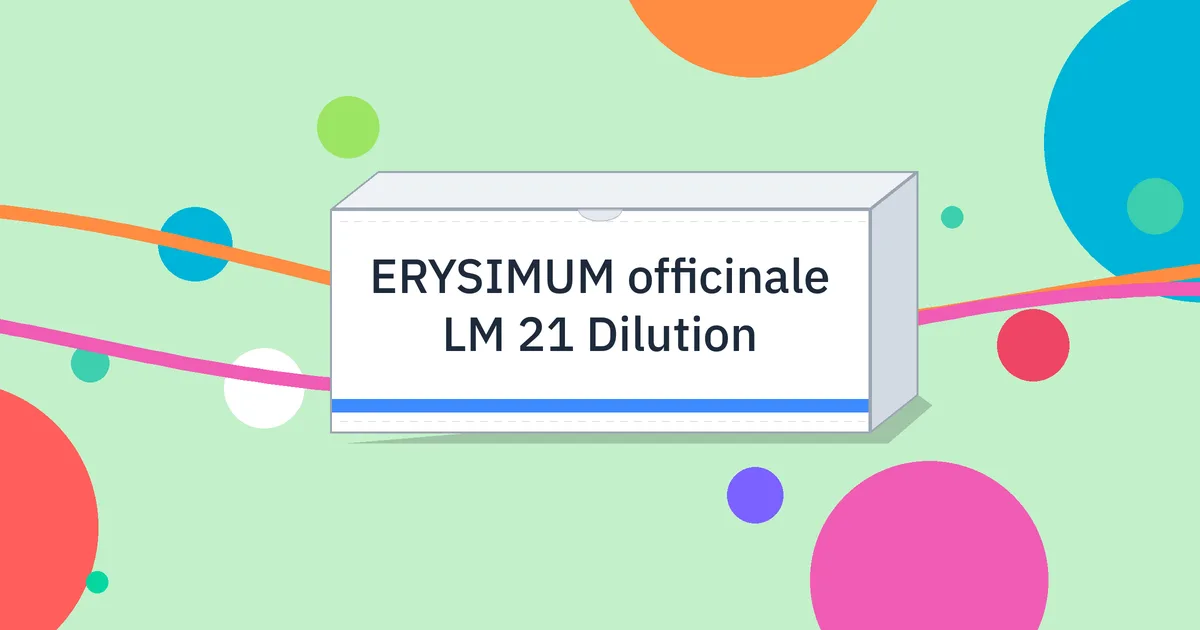 Symbolbild: Packung mit der Aufschrift ERYSIMUM officinale LM 21 Dilution (PZN 13479582) – Verfügbarkeit und Bezug in Apotheken in Frankfurt am Main