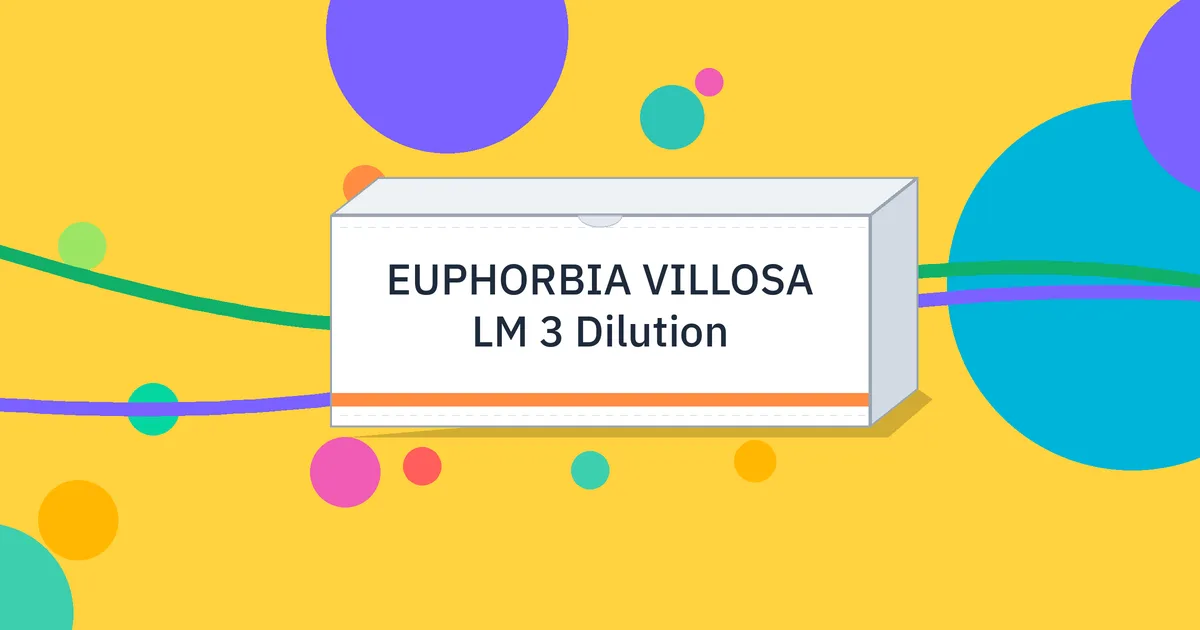 Symbolbild: Packung mit der Aufschrift EUPHORBIA VILLOSA LM 3 Dilution (PZN 13482638) – Verfügbarkeit und Bezug in Apotheken in Frankfurt am Main