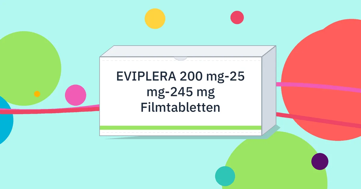 Symbolbild: Packung mit der Aufschrift EVIPLERA 200 mg-25 mg-245 mg Filmtabletten (PZN 14329100) – Verfügbarkeit und Bezug in Apotheken in Frankfurt am Main