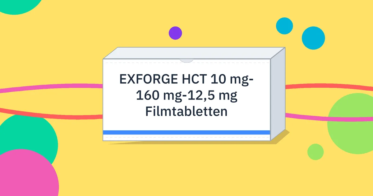 Symbolbild: Packung mit der Aufschrift EXFORGE HCT 10 mg-160 mg-12,5 mg Filmtabletten (PZN 18725471) – Verfügbarkeit und Bezug in Apotheken in Frankfurt am Main