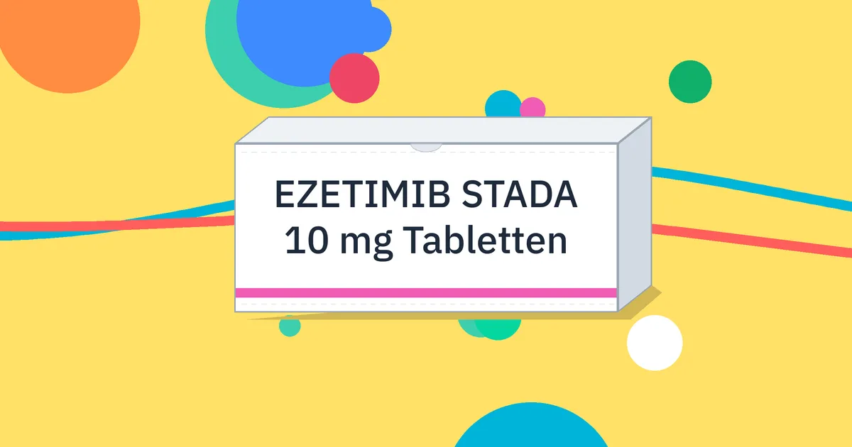 Symbolbild: Packung mit der Aufschrift EZETIMIB STADA 10 mg Tabletten (PZN 11853266) – Verfügbarkeit und Bezug in Apotheken in Frankfurt am Main