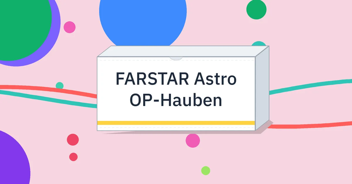 Symbolbild: Packung mit der Aufschrift FARSTAR Astro OP-Hauben (PZN 09620922) – Verfügbarkeit und Bezug in Apotheken in Frankfurt am Main