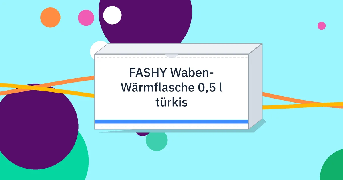 Symbolbild: Packung mit der Aufschrift FASHY Waben-Wärmflasche 0,5 l türkis (PZN 18648523) – Verfügbarkeit und Bezug in Apotheken in Frankfurt am Main