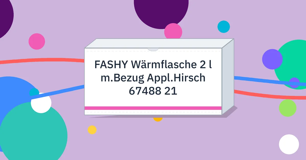 Symbolbild: Packung mit der Aufschrift FASHY Wärmflasche 2 l m.Bezug Appl.Hirsch 67488 21 (PZN 19682545) – Verfügbarkeit und Bezug in Apotheken in Frankfurt am Main