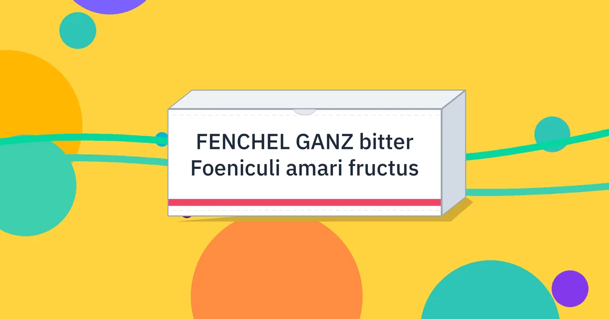 Symbolbild: Packung mit der Aufschrift FENCHEL GANZ bitter Foeniculi amari fructus (PZN 20948787) – Verfügbarkeit und Bezug in Apotheken in Frankfurt am Main