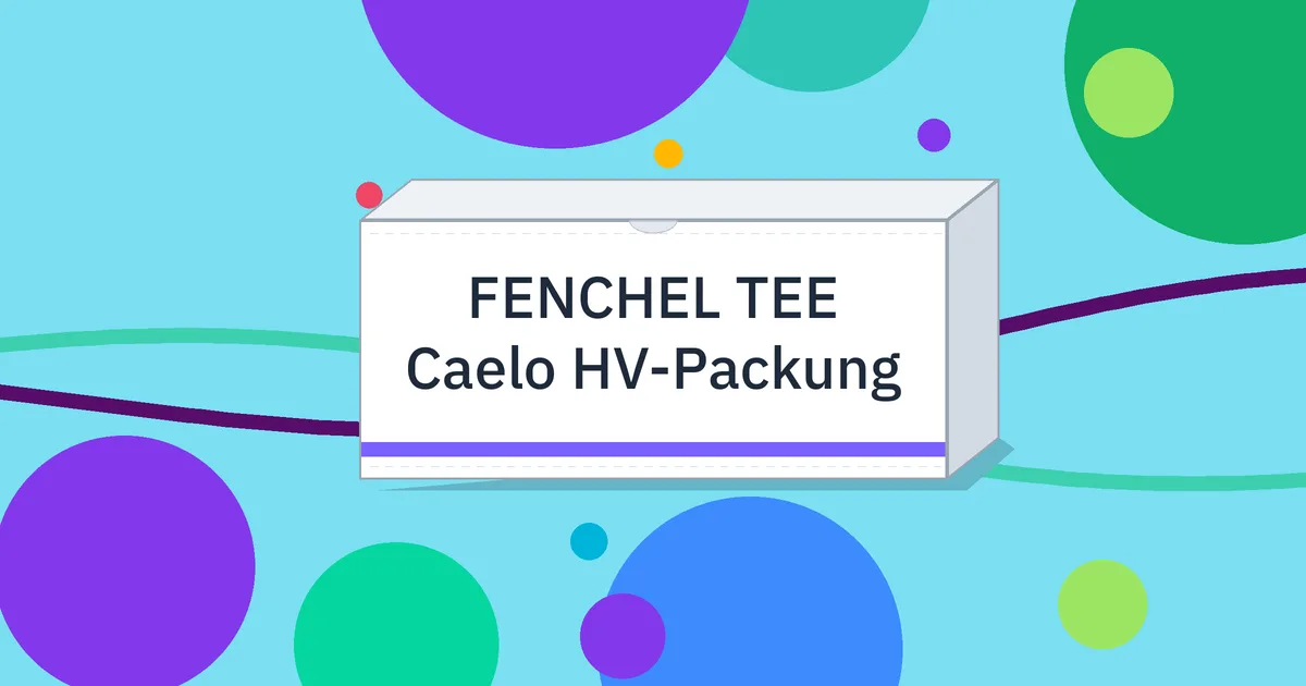 Symbolbild: Packung mit der Aufschrift FENCHEL TEE Caelo HV-Packung (PZN 06415937) – Verfügbarkeit und Bezug in Apotheken in Frankfurt am Main
