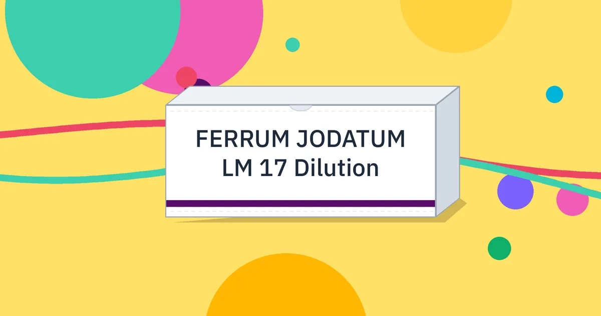Symbolbild: Packung mit der Aufschrift FERRUM JODATUM LM 17 Dilution (PZN 12848971) – Verfügbarkeit und Bezug in Apotheken in Frankfurt am Main
