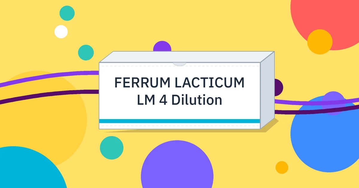 Symbolbild: Packung mit der Aufschrift FERRUM LACTICUM LM 4 Dilution (PZN 12849278) – Verfügbarkeit und Bezug in Apotheken in Frankfurt am Main