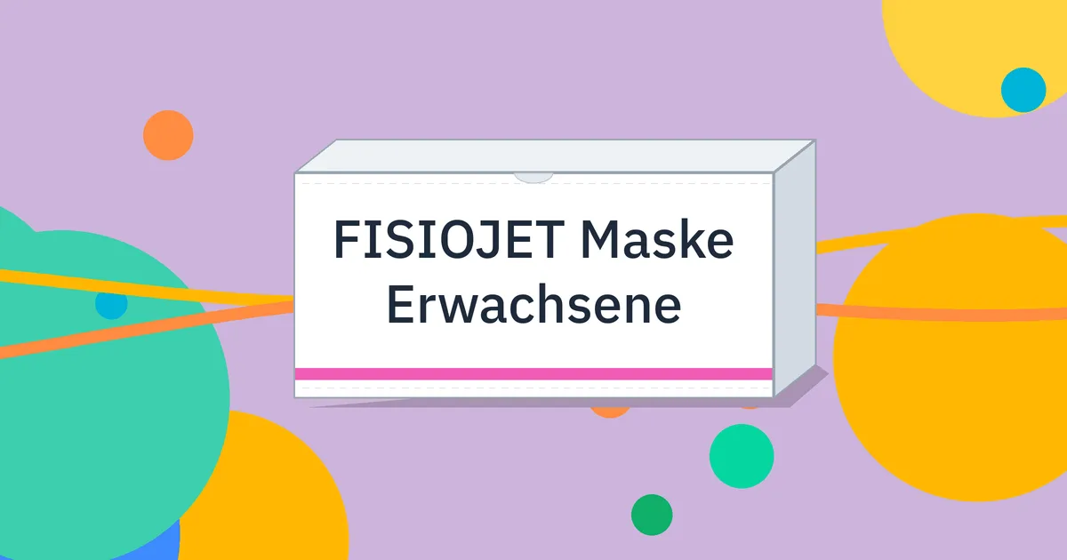Symbolbild: Packung mit der Aufschrift FISIOJET Maske Erwachsene (PZN 12869306) – Verfügbarkeit und Bezug in Apotheken in Frankfurt am Main