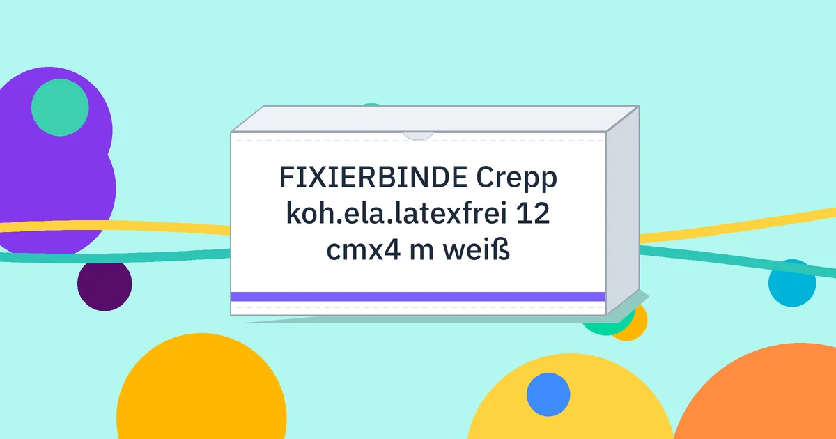 Symbolbild: Packung mit der Aufschrift FIXIERBINDE Crepp koh.ela.latexfrei 12 cmx4 m weiß (PZN 12397824) – Verfügbarkeit und Bezug in Apotheken in Frankfurt am Main