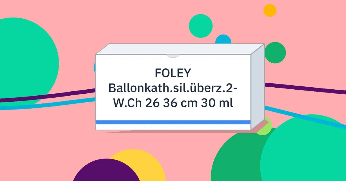 Symbolbild: Packung mit der Aufschrift FOLEY Ballonkath.sil.überz.2-W.Ch 26 36 cm 30 ml (PZN 10101908) – Verfügbarkeit und Bezug in Apotheken in Frankfurt am Main