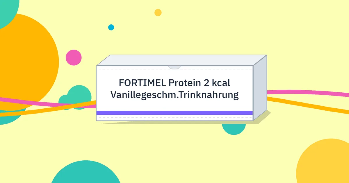 Symbolbild: Packung mit der Aufschrift FORTIMEL Protein 2 kcal Vanillegeschm.Trinknahrung (PZN 19350607) – Verfügbarkeit und Bezug in Apotheken in Frankfurt am Main