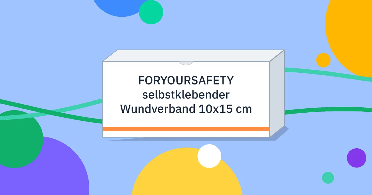 Symbolbild: Packung mit der Aufschrift FORYOURSAFETY selbstklebender Wundverband 10x15 cm (PZN 19211716) – Verfügbarkeit und Bezug in Apotheken in Frankfurt am Main