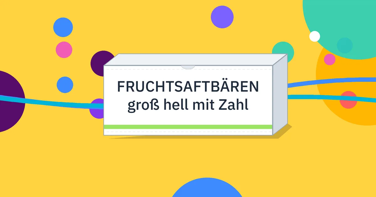 Symbolbild: Packung mit der Aufschrift FRUCHTSAFTBÄREN groß hell mit Zahl (PZN 15374640) – Verfügbarkeit und Bezug in Apotheken in Frankfurt am Main