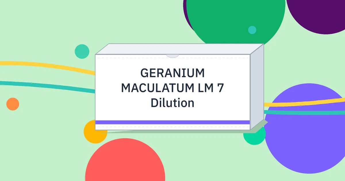 Symbolbild: Packung mit der Aufschrift GERANIUM MACULATUM LM 7 Dilution (PZN 12876602) – Verfügbarkeit und Bezug in Apotheken in Frankfurt am Main