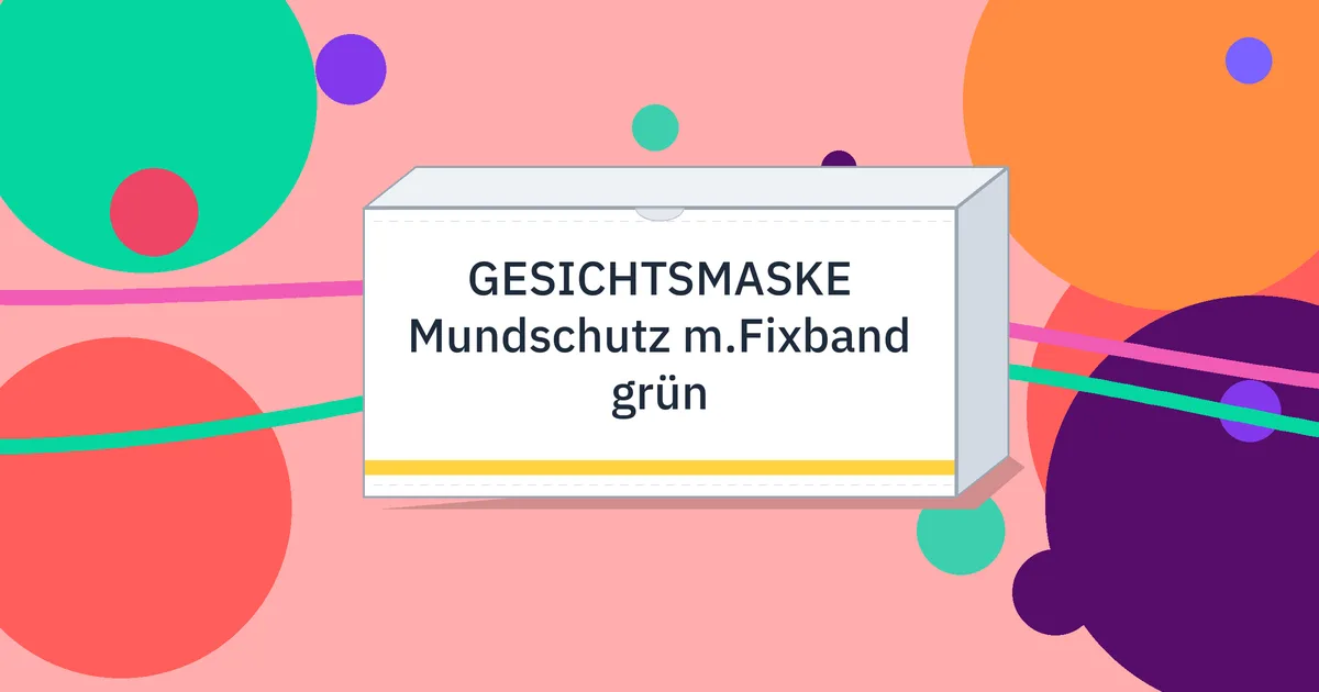 Symbolbild: Packung mit der Aufschrift GESICHTSMASKE Mundschutz m.Fixband grün (PZN 14400335) – Verfügbarkeit und Bezug in Apotheken in Frankfurt am Main