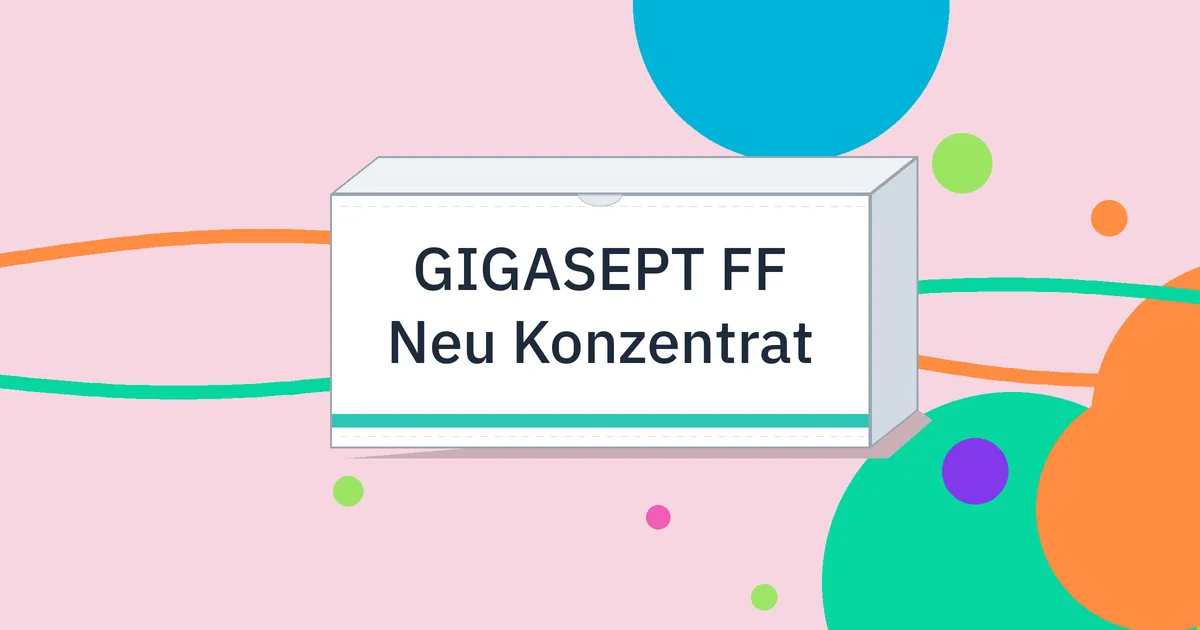 Symbolbild: Packung mit der Aufschrift GIGASEPT FF Neu Konzentrat (PZN 18501197) – Verfügbarkeit und Bezug in Apotheken in Frankfurt am Main