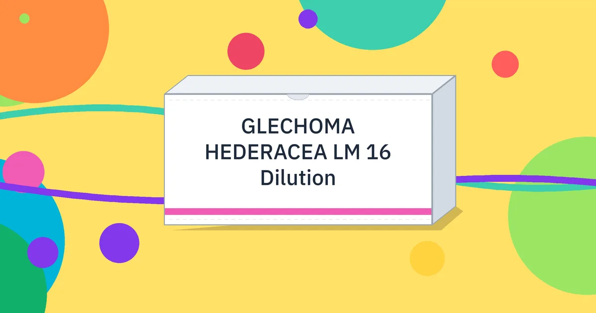 Symbolbild: Packung mit der Aufschrift GLECHOMA HEDERACEA LM 16 Dilution (PZN 13543328) – Verfügbarkeit und Bezug in Apotheken in Frankfurt am Main