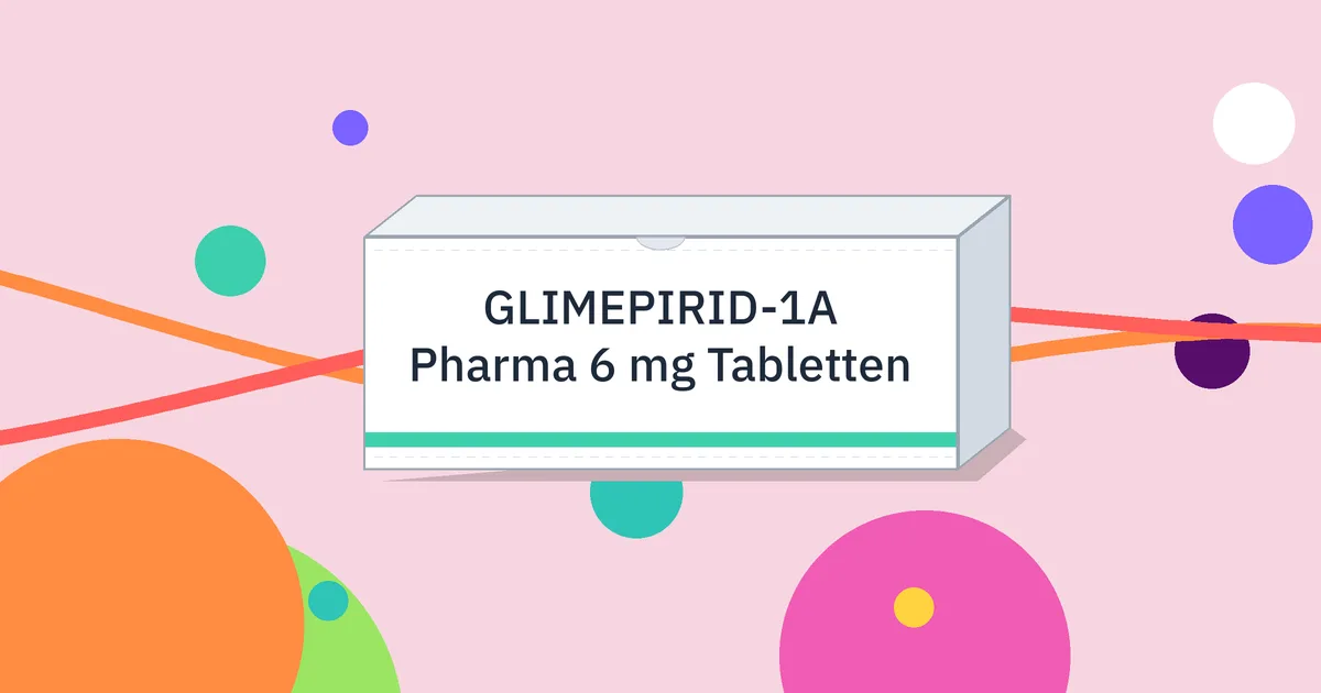Symbolbild: Packung mit der Aufschrift GLIMEPIRID-1A Pharma 6 mg Tabletten (PZN 09005453) – Verfügbarkeit und Bezug in Apotheken in Frankfurt am Main