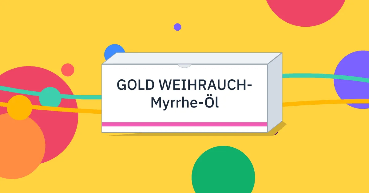 Symbolbild: Packung mit der Aufschrift GOLD WEIHRAUCH-Myrrhe-Öl (PZN 18790936) – Verfügbarkeit und Bezug in Apotheken in Frankfurt am Main