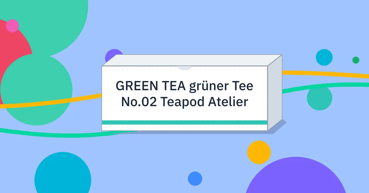 Symbolbild: Packung mit der Aufschrift GREEN TEA grüner Tee No.02 Teapod Atelier (PZN 17895550) – Verfügbarkeit und Bezug in Apotheken in Frankfurt am Main