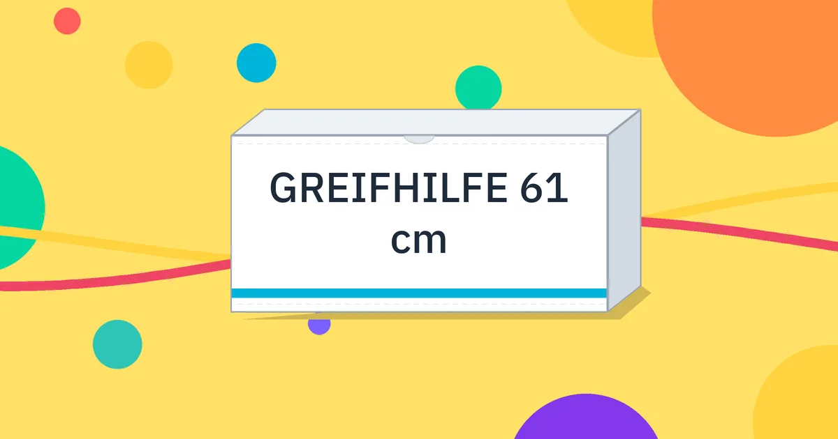 Symbolbild: Packung mit der Aufschrift GREIFHILFE 61 cm (PZN 14267379) – Verfügbarkeit und Bezug in Apotheken in Frankfurt am Main