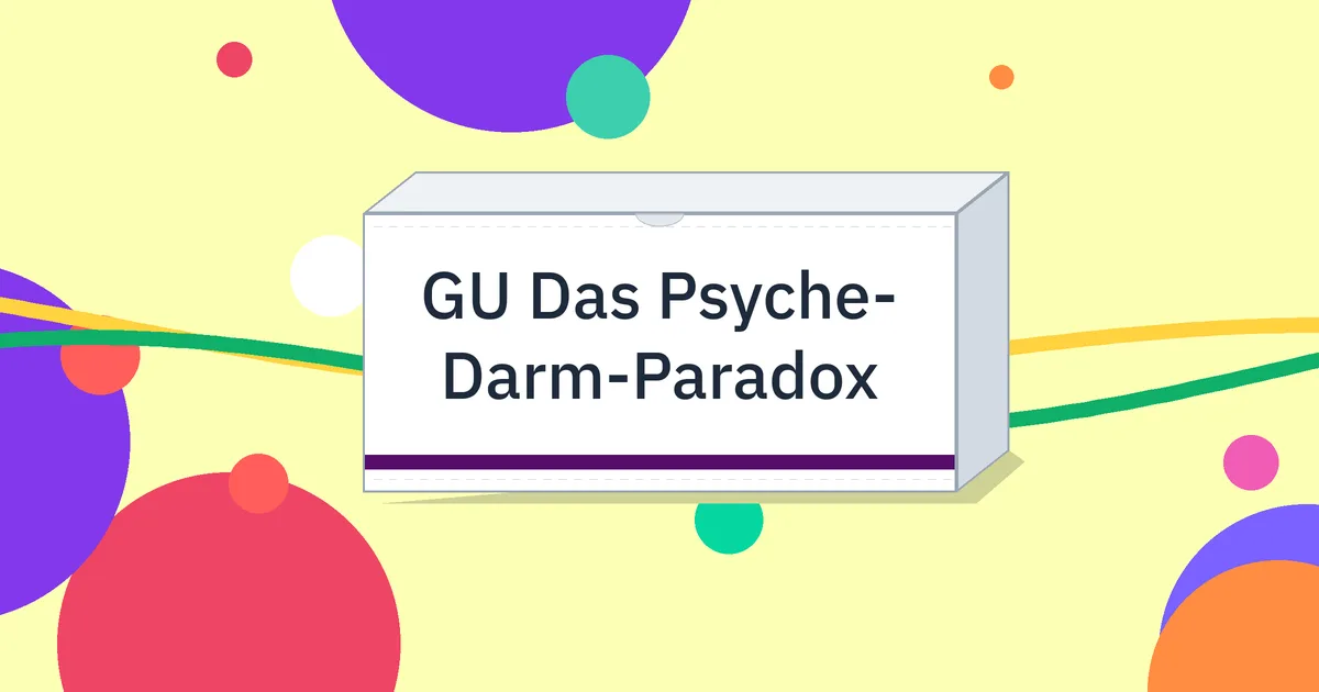 Symbolbild: Packung mit der Aufschrift GU Das Psyche-Darm-Paradox (PZN 20117827) – Verfügbarkeit und Bezug in Apotheken in Frankfurt am Main