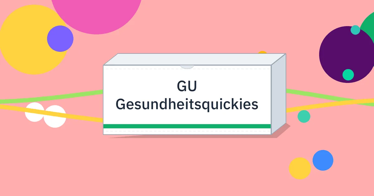 Symbolbild: Packung mit der Aufschrift GU Gesundheitsquickies (PZN 17963984) – Verfügbarkeit und Bezug in Apotheken in Frankfurt am Main