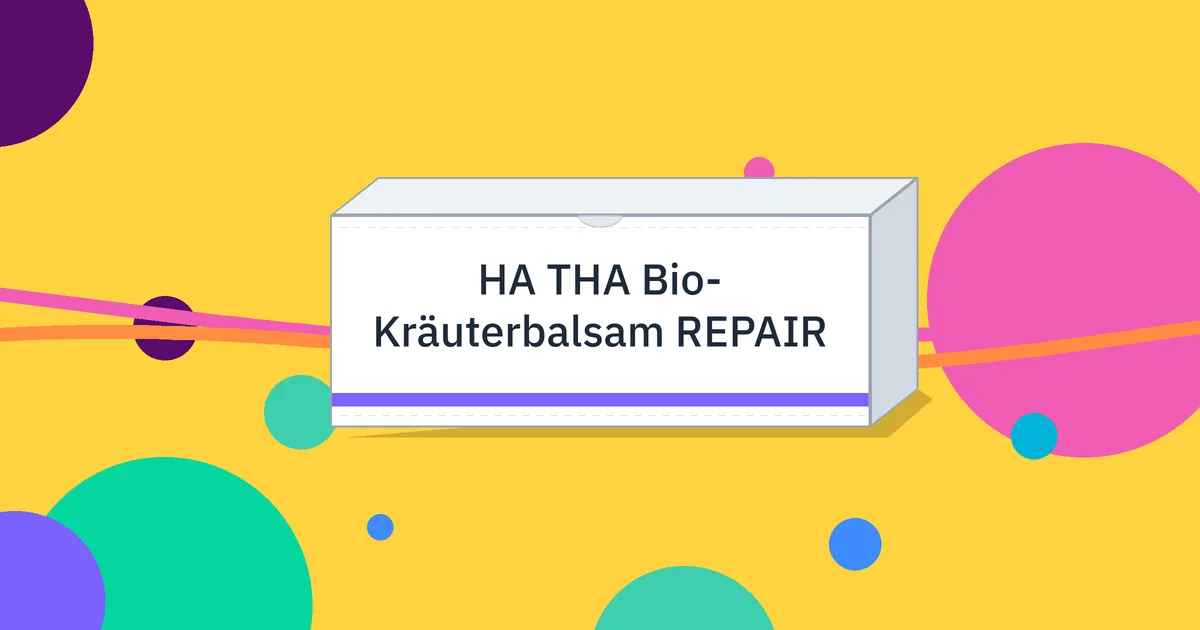 Symbolbild: Packung mit der Aufschrift HA THA Bio-Kräuterbalsam REPAIR (PZN 13167724) – Verfügbarkeit und Bezug in Apotheken in Frankfurt am Main