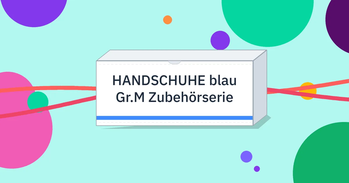 Symbolbild: Packung mit der Aufschrift HANDSCHUHE blau Gr.M Zubehörserie (PZN 18832971) – Verfügbarkeit und Bezug in Apotheken in Frankfurt am Main