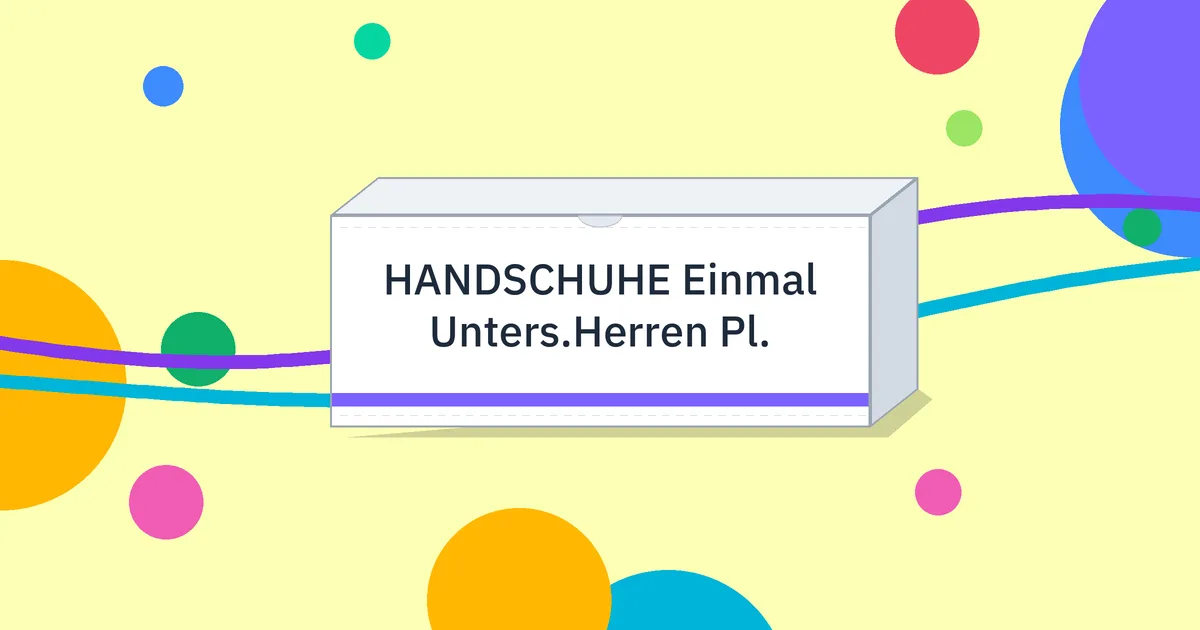 Symbolbild: Packung mit der Aufschrift HANDSCHUHE Einmal Unters.Herren Pl. (PZN 01728011) – Verfügbarkeit und Bezug in Apotheken in Frankfurt am Main