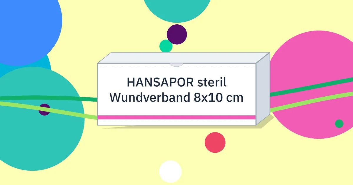 Symbolbild: Packung mit der Aufschrift HANSAPOR steril Wundverband 8x10 cm (PZN 12439988) – Verfügbarkeit und Bezug in Apotheken in Frankfurt am Main