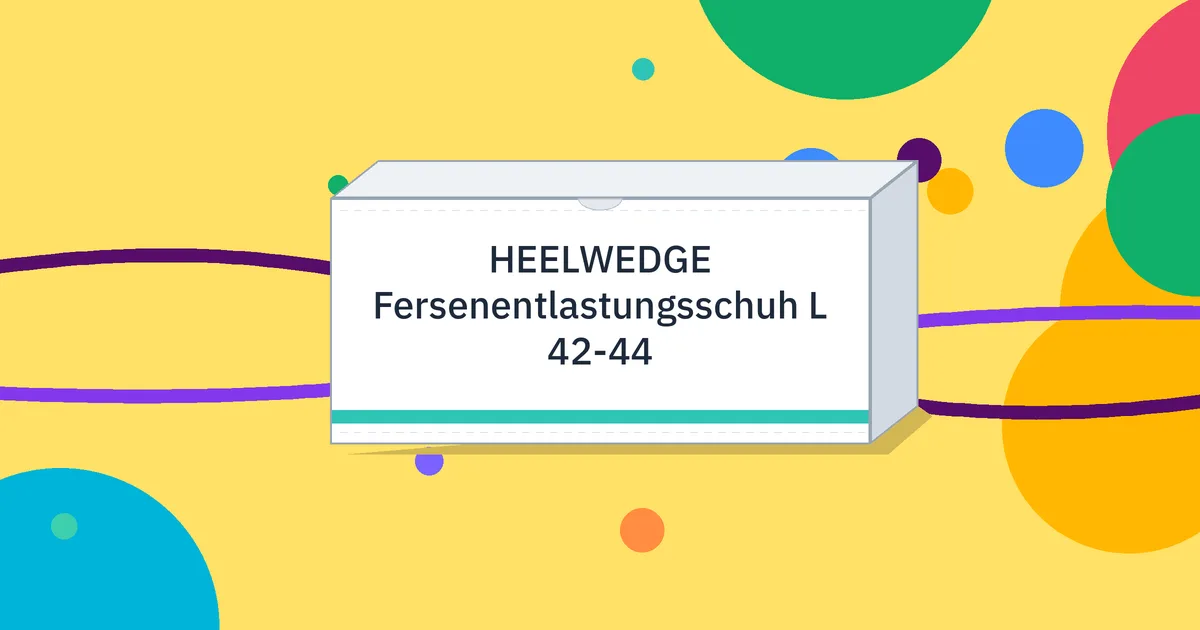 Symbolbild: Packung mit der Aufschrift HEELWEDGE Fersenentlastungsschuh L 42-44 (PZN 16630097) – Verfügbarkeit und Bezug in Apotheken in Frankfurt am Main