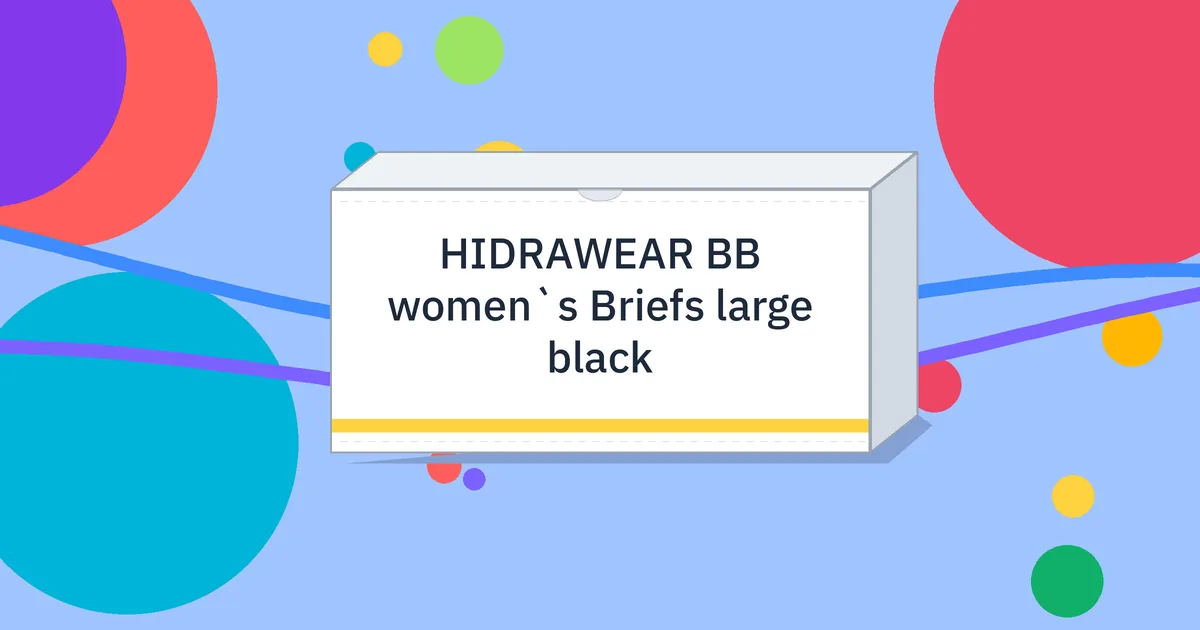 Symbolbild: Packung mit der Aufschrift HIDRAWEAR BB women`s Briefs large black (PZN 17516328) – Verfügbarkeit und Bezug in Apotheken in Frankfurt am Main