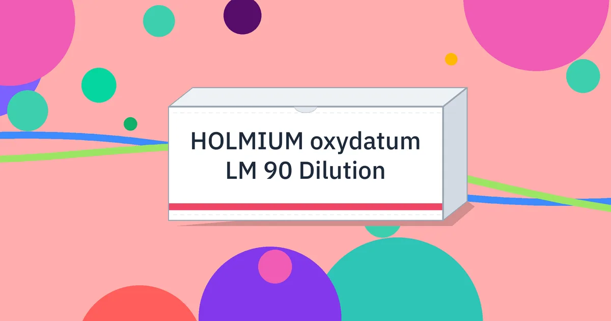 Symbolbild: Packung mit der Aufschrift HOLMIUM oxydatum LM 90 Dilution (PZN 13555171) – Verfügbarkeit und Bezug in Apotheken in Frankfurt am Main