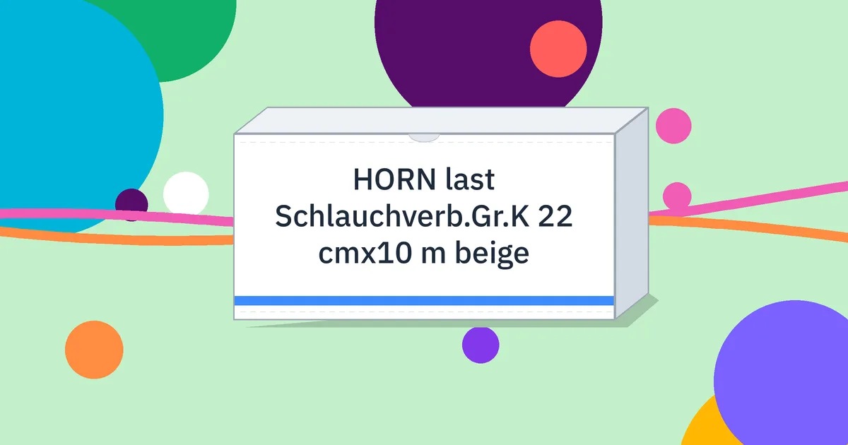 Symbolbild: Packung mit der Aufschrift HORN last Schlauchverb.Gr.K 22 cmx10 m beige (PZN 04636166) – Verfügbarkeit und Bezug in Apotheken in Frankfurt am Main