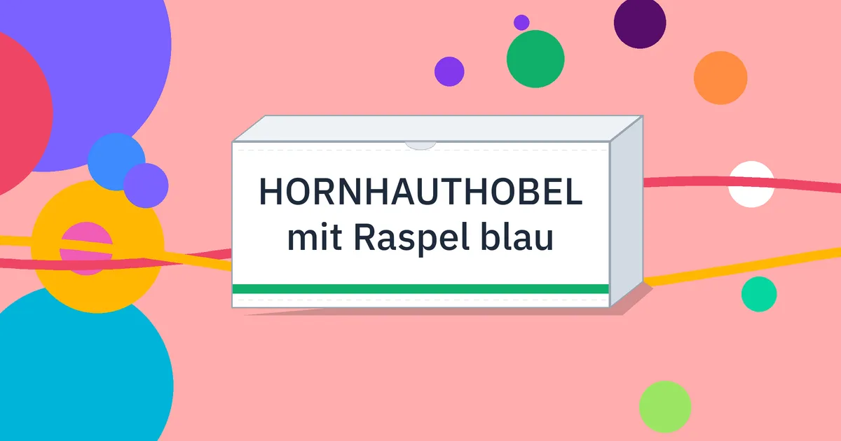 Symbolbild: Packung mit der Aufschrift HORNHAUTHOBEL mit Raspel blau (PZN 01525791) – Verfügbarkeit und Bezug in Apotheken in Frankfurt am Main