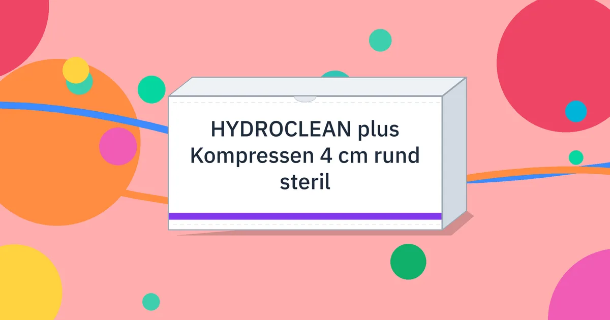 Symbolbild: Packung mit der Aufschrift HYDROCLEAN plus Kompressen 4 cm rund steril (PZN 12356009) – Verfügbarkeit und Bezug in Apotheken in Frankfurt am Main
