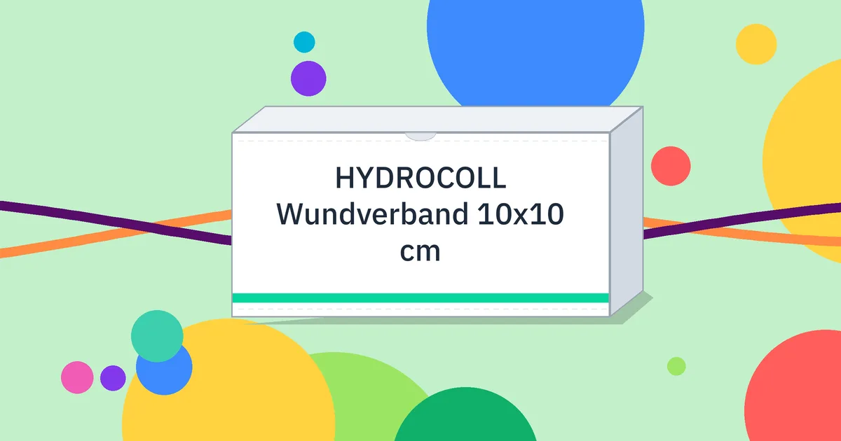 Symbolbild: Packung mit der Aufschrift HYDROCOLL Wundverband 10x10 cm (PZN 18110350) – Verfügbarkeit und Bezug in Apotheken in Frankfurt am Main