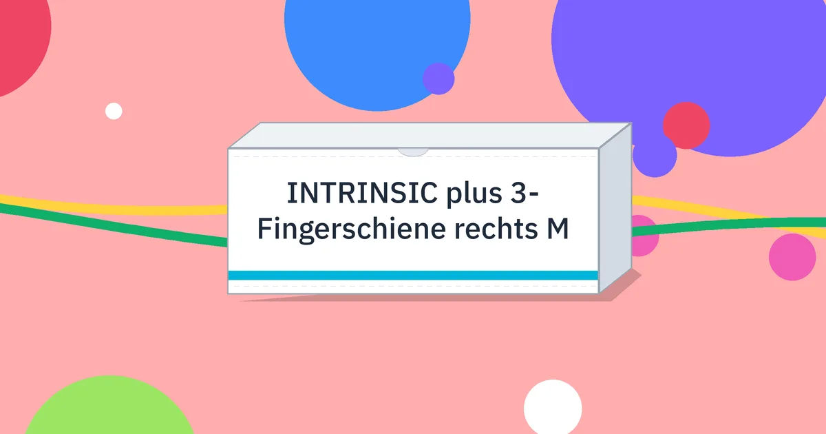 Symbolbild: Packung mit der Aufschrift INTRINSIC plus 3-Fingerschiene rechts M (PZN 16837987) – Verfügbarkeit und Bezug in Apotheken in Frankfurt am Main