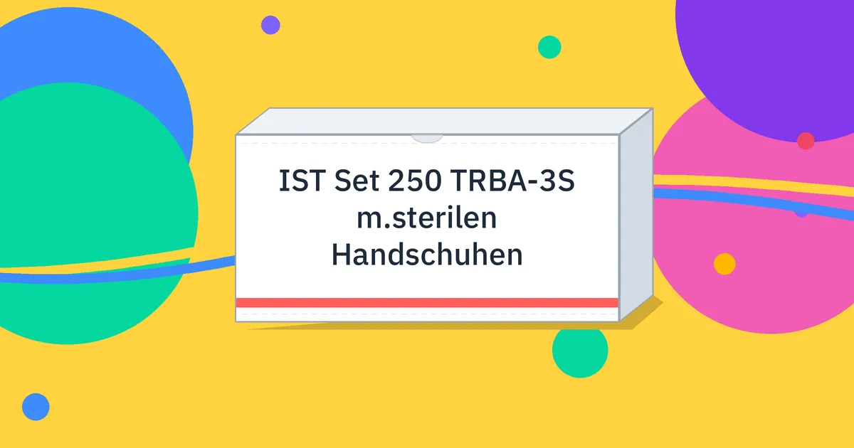 Symbolbild: Packung mit der Aufschrift IST Set 250 TRBA-3S m.sterilen Handschuhen (PZN 10416925) – Verfügbarkeit und Bezug in Apotheken in Frankfurt am Main